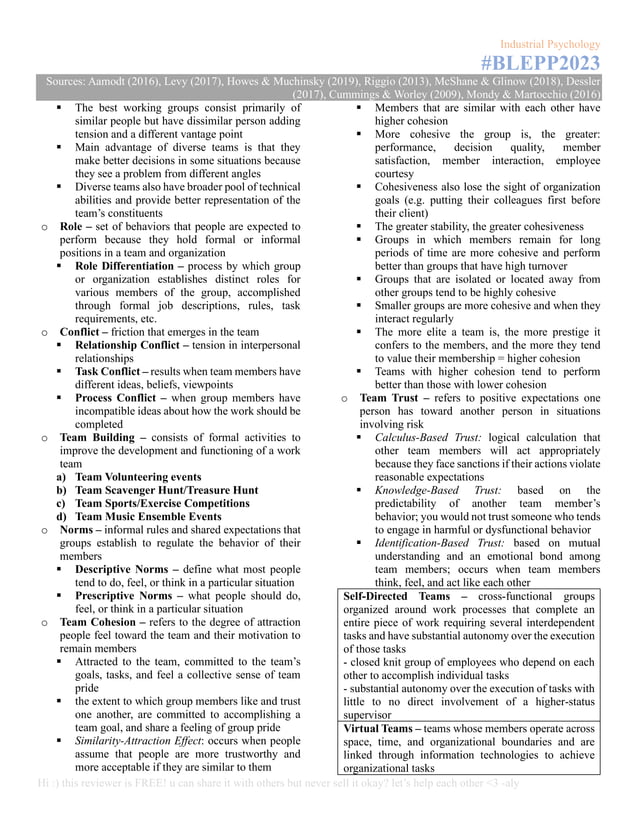 BLEPP Reviewer - Industrial and Organization Psychology | PDF