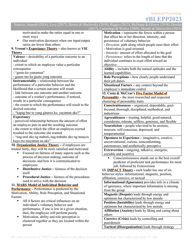 BLEPP Reviewer - Industrial and Organization Psychology | PDF