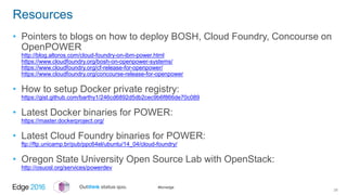 Continuous Integration with Cloud Foundry Concourse and Docker on OpenPOWER | PPT