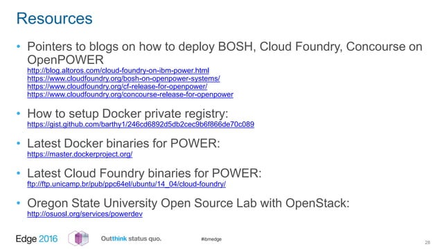 Continuous Integration with Cloud Foundry Concourse and Docker on OpenPOWER | PPT