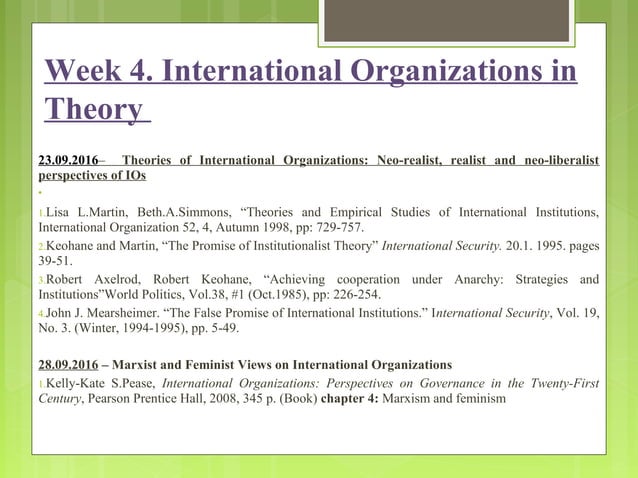 Theories of International Organizations | PPT | Politics