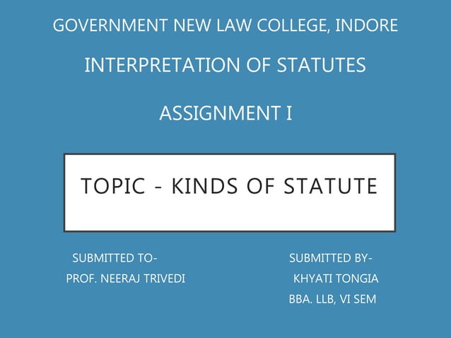 Kinds of Statutes in Law | PPTX