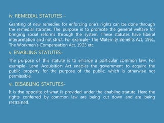 Kinds of Statutes in Law | PPTX