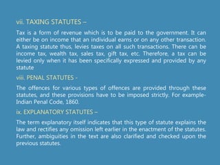 Kinds of Statutes in Law | PPTX