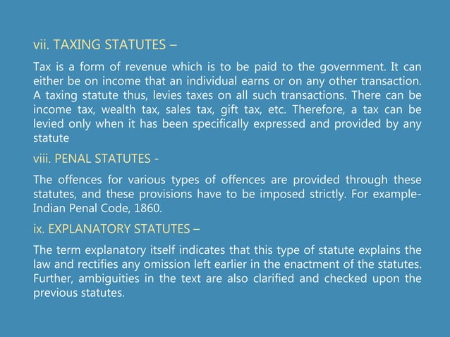 Kinds of Statutes in Law | PPTX