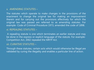 Kinds of Statutes in Law | PPTX