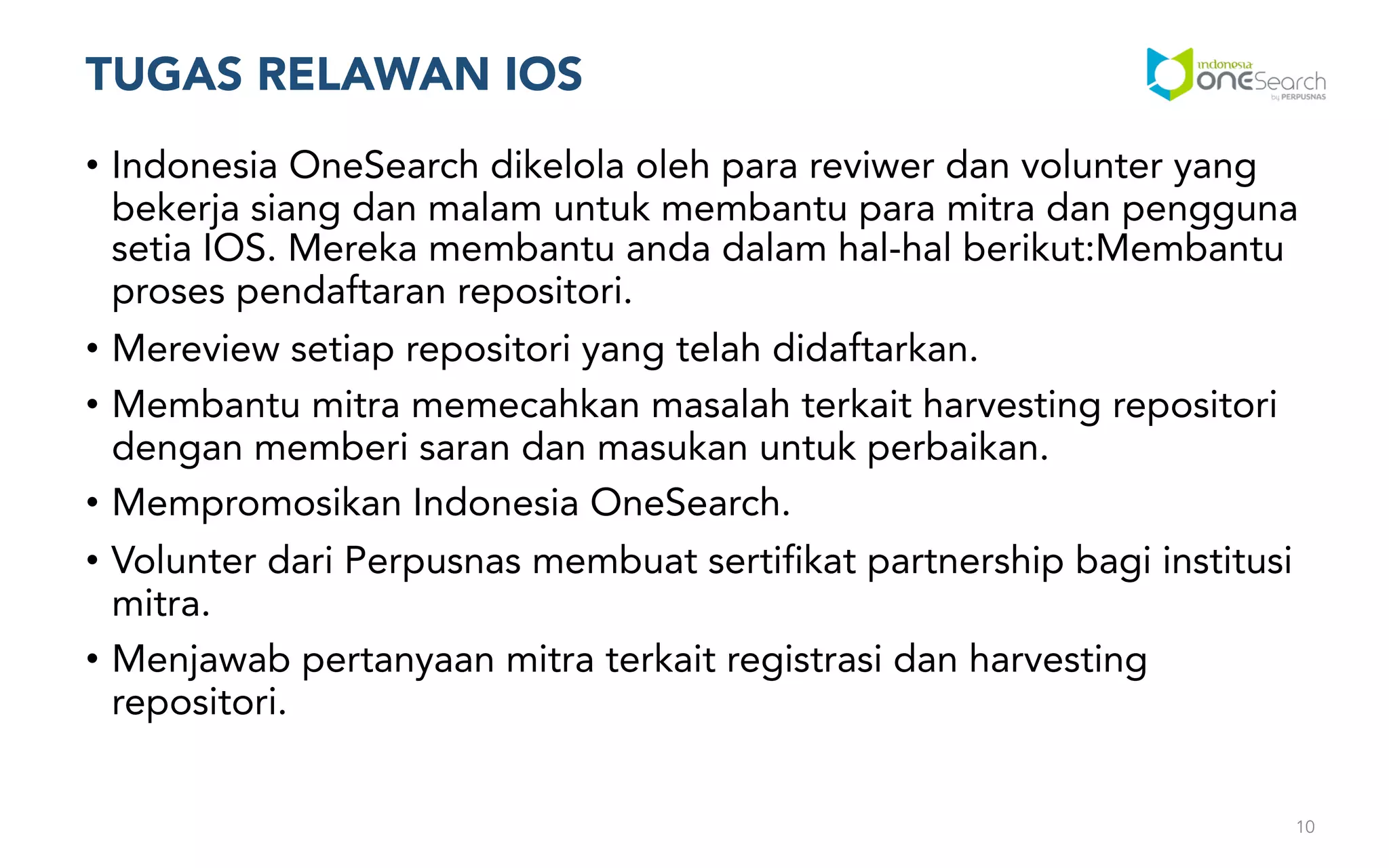 Indonesia OneSearch: Gerbang Literasi dan Pengetahuan | PDF