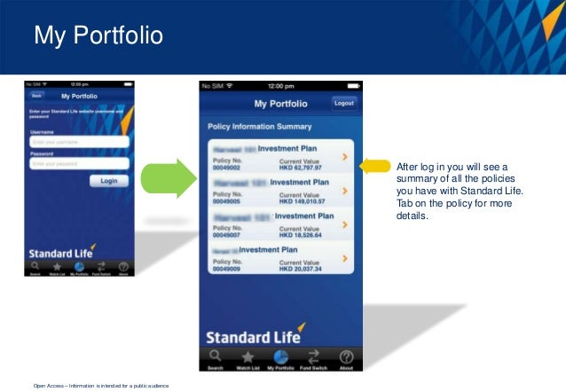 Standard Life Hong Kong mobile app for iOS - Fund Switching