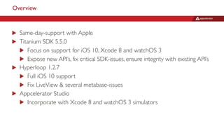 Appcelerator: iOS 10, Titanium SDK & Hyperloop | PPT