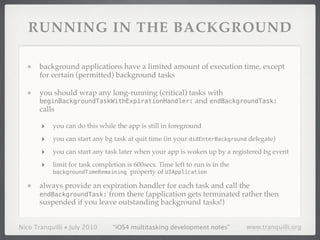iOS4 multitasking development notes | PPT