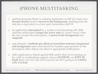 iOS4 multitasking development notes | PPT