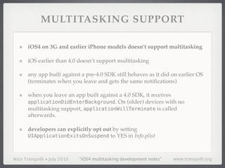 iOS4 multitasking development notes | PPT