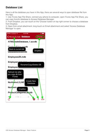 Access Database Manager for iOS (iPhone and iPad) | PDF