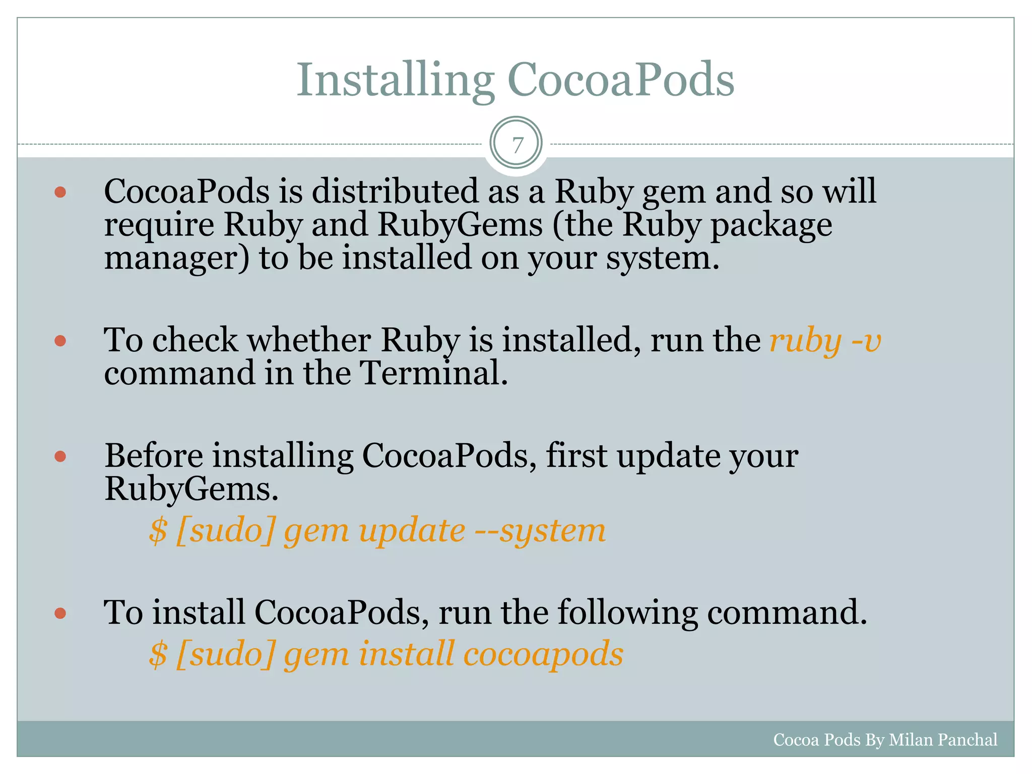 What is CocoaPods and how to setup? | PPT