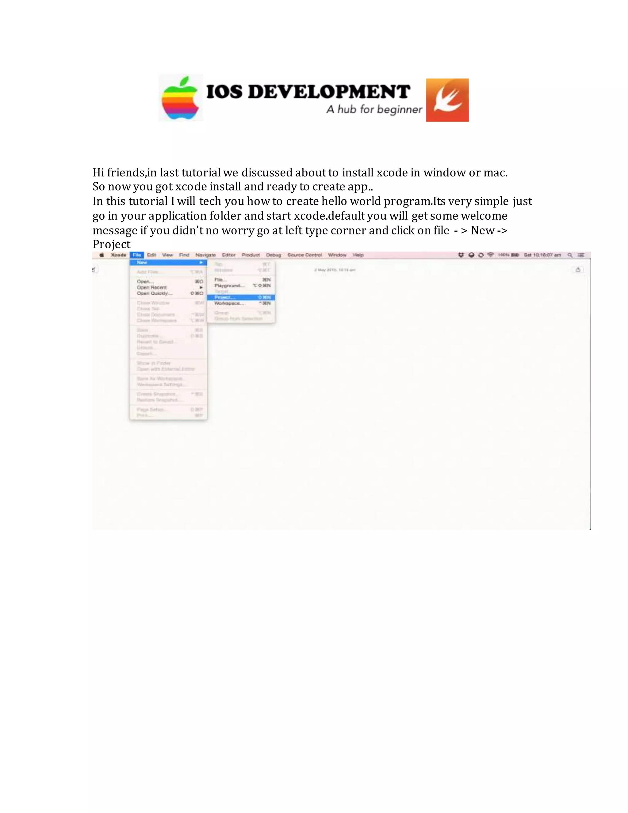 Hello World Program in xcode ,IOS Development using swift | PDF Hello World Program in xcode ,IOS Development using swift | PDF