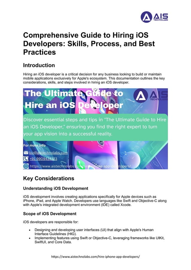 Comprehensive Guide to Hiring iOS Developers: Skills, Process, and Best ...