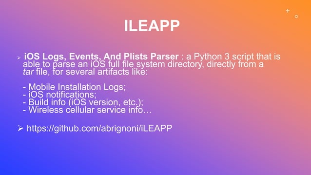 iOS free, open source forensic tools | PPTX