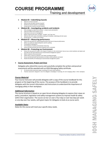 IOSH Managing Safely 2015 | PDF