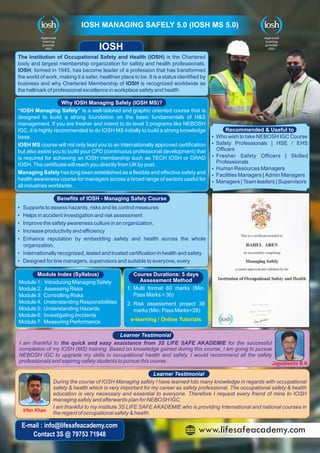 Iosh managing safely 5.0 (iosh ms 5.0) | PDF