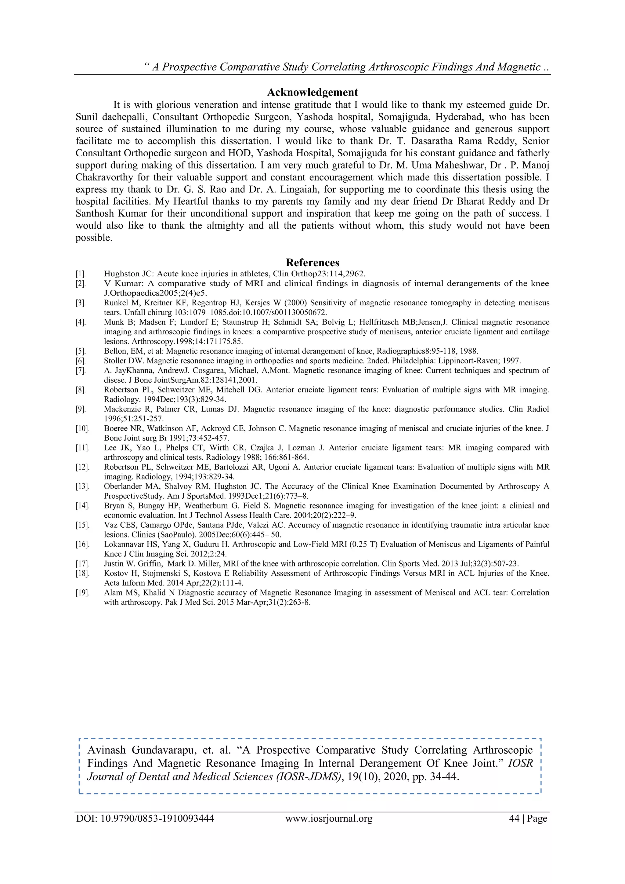 A Prospective Comparative Study Correlating Arthroscopic Findings And ...