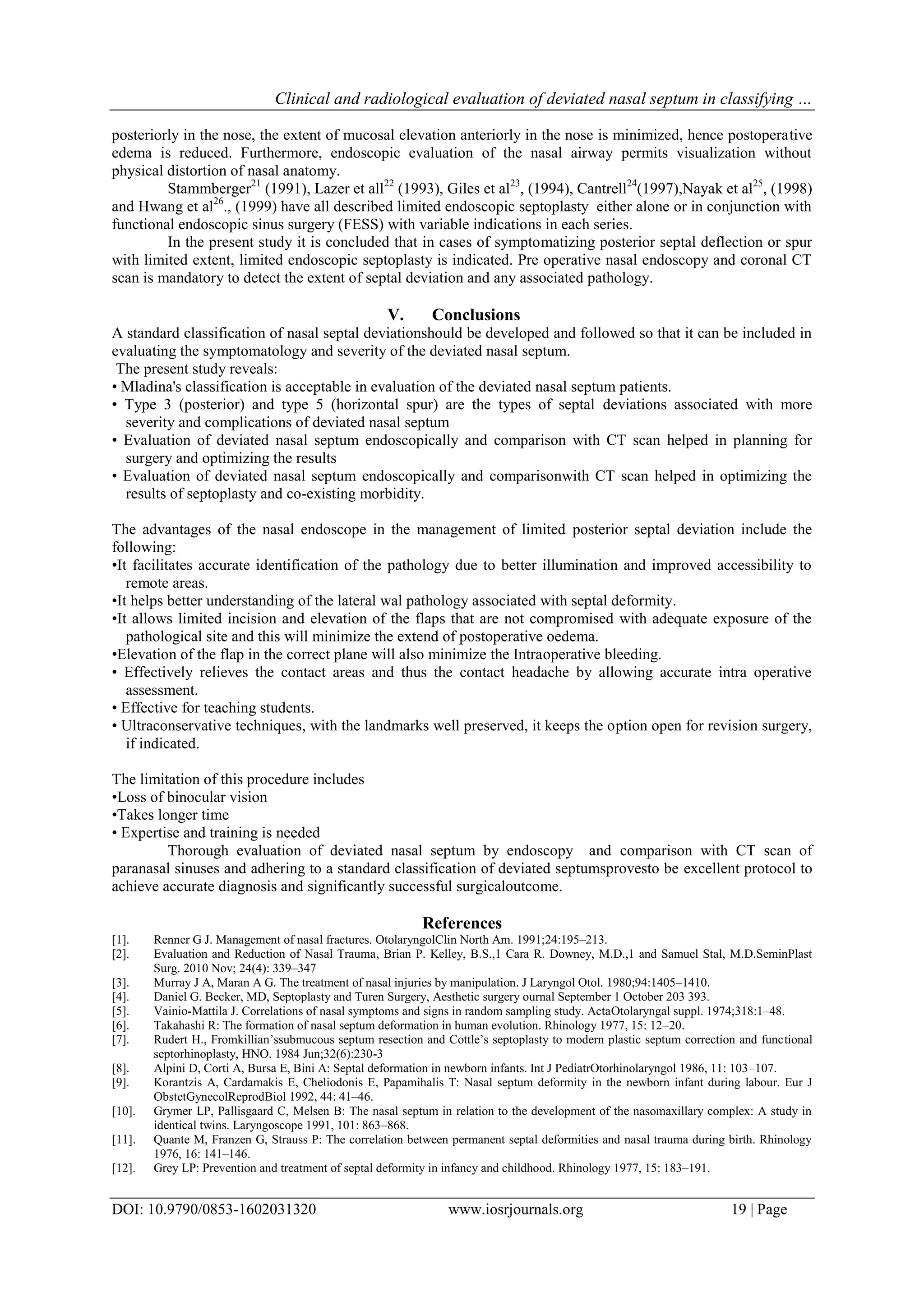 CLINICAL AND RADIOLOGICAL EVALUATION OF DEVIATED NASAL SEPTUM IN ...