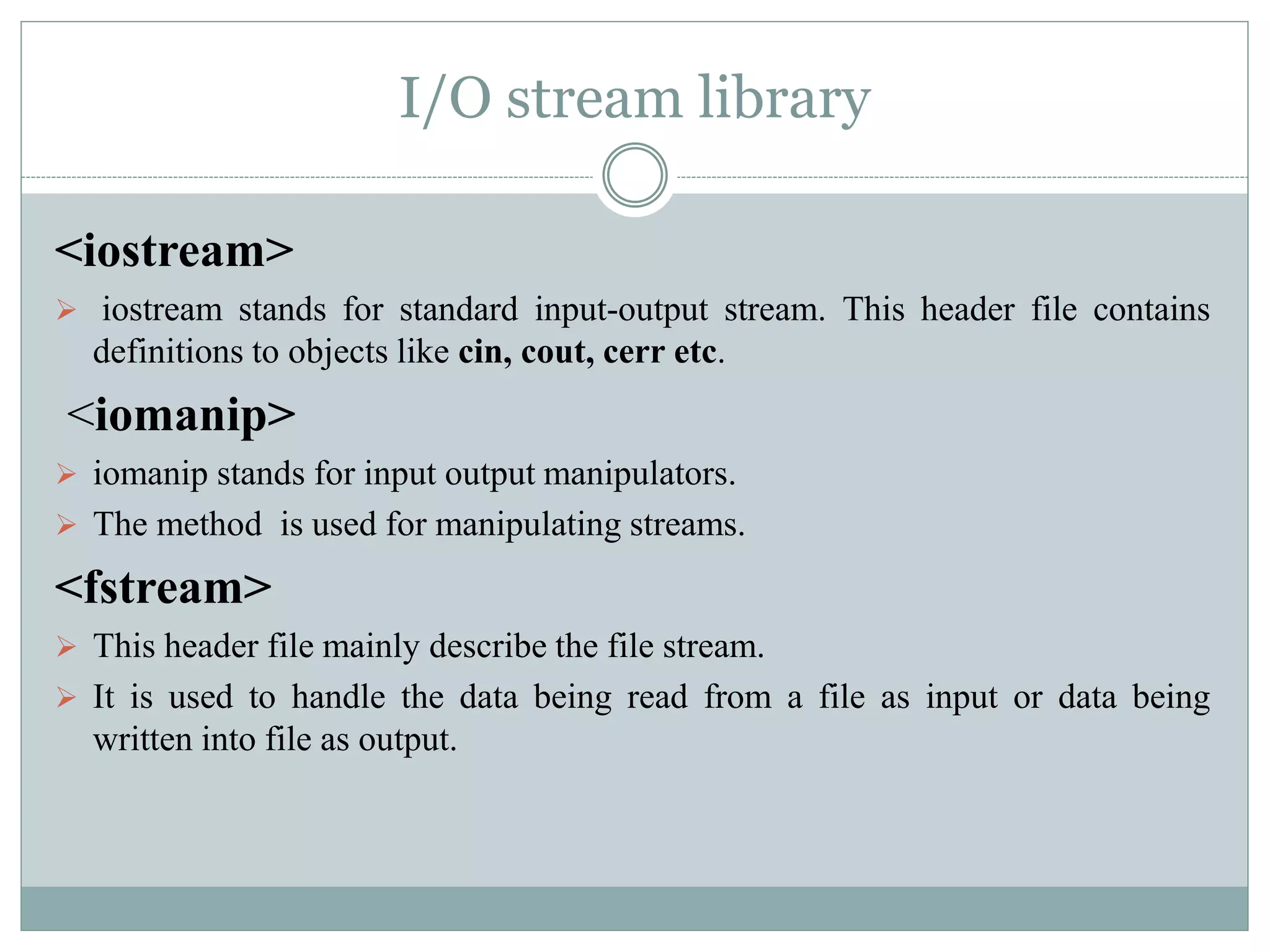 Iostream in c++ | PPTX