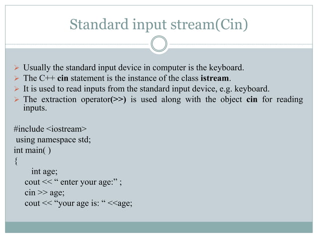 Iostream in c++ | PPTX