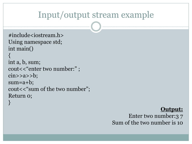 Iostream In C Ppt