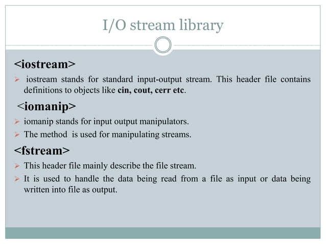 Iostream in c++ | PPTX