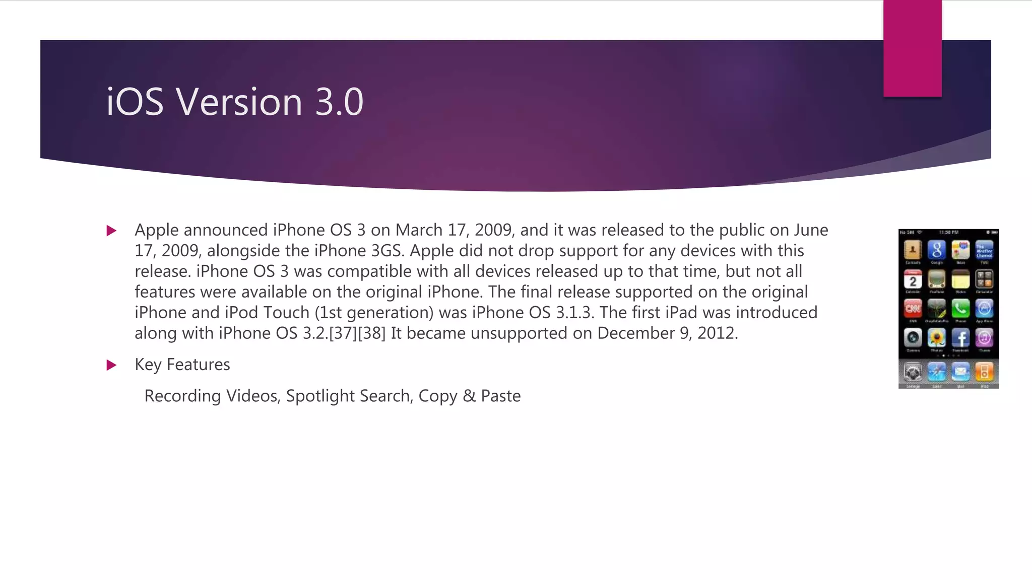 iOS Versions history | PPT