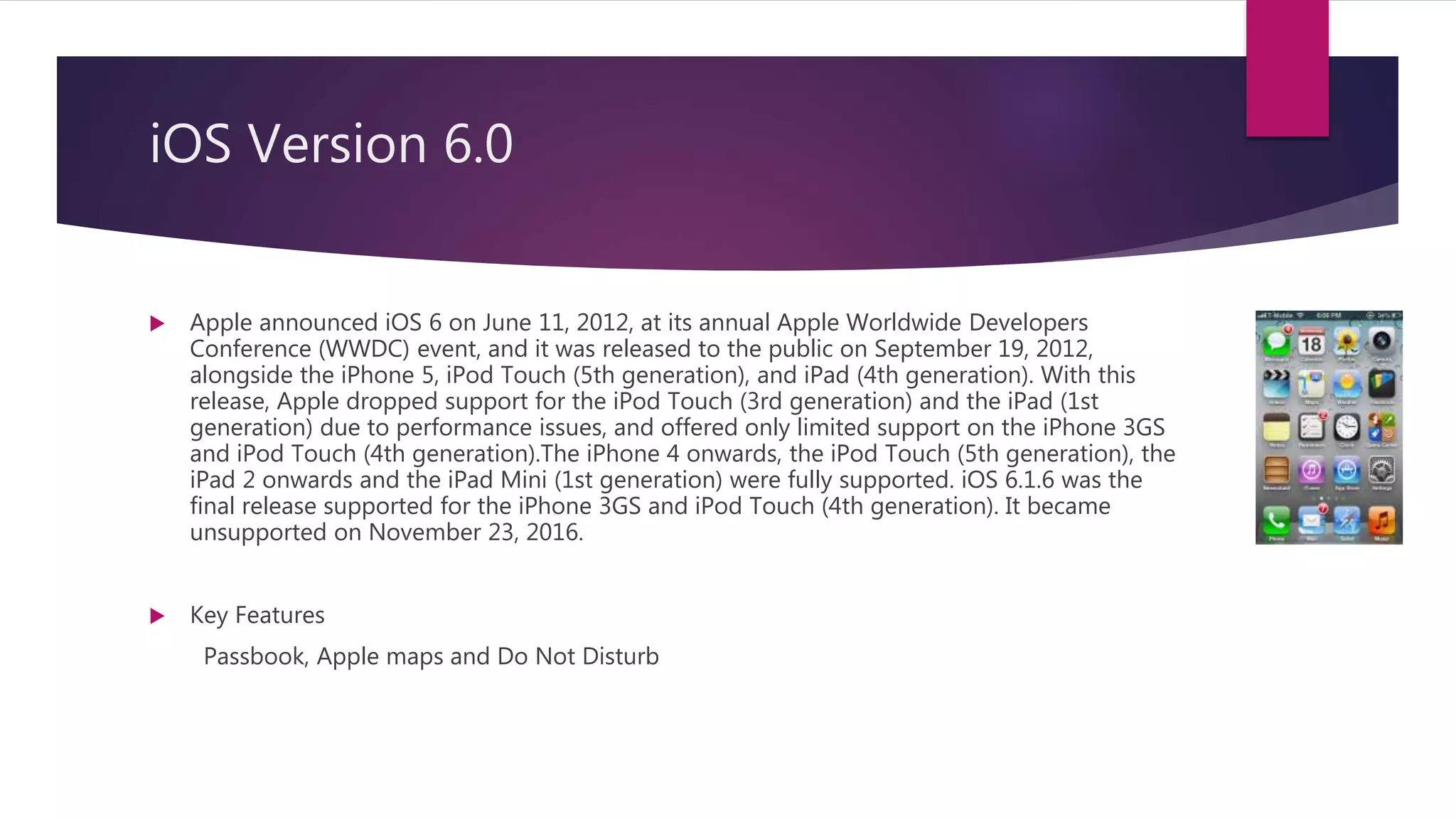 iOS Versions history | PPT