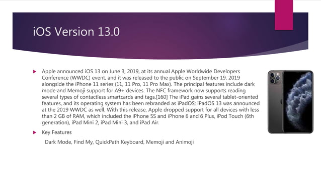 iOS Versions history | PPT