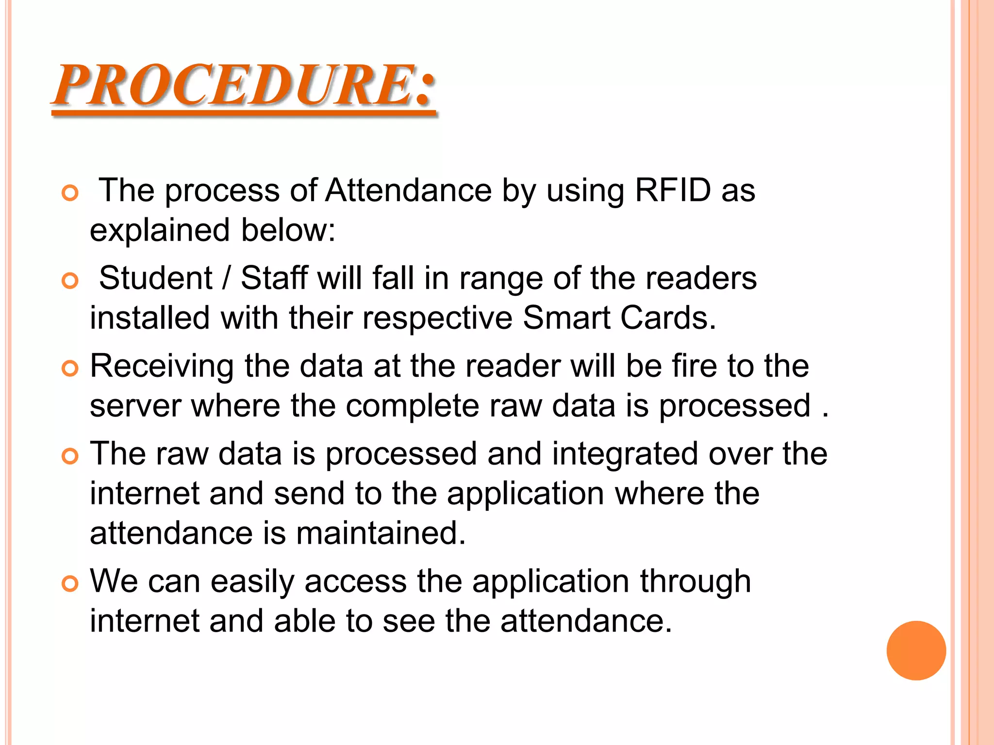 Smart Attendance System Using Rfid Pptx Internet Computing