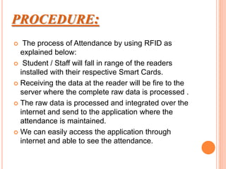 Smart Attendance System using RFID | PPTX