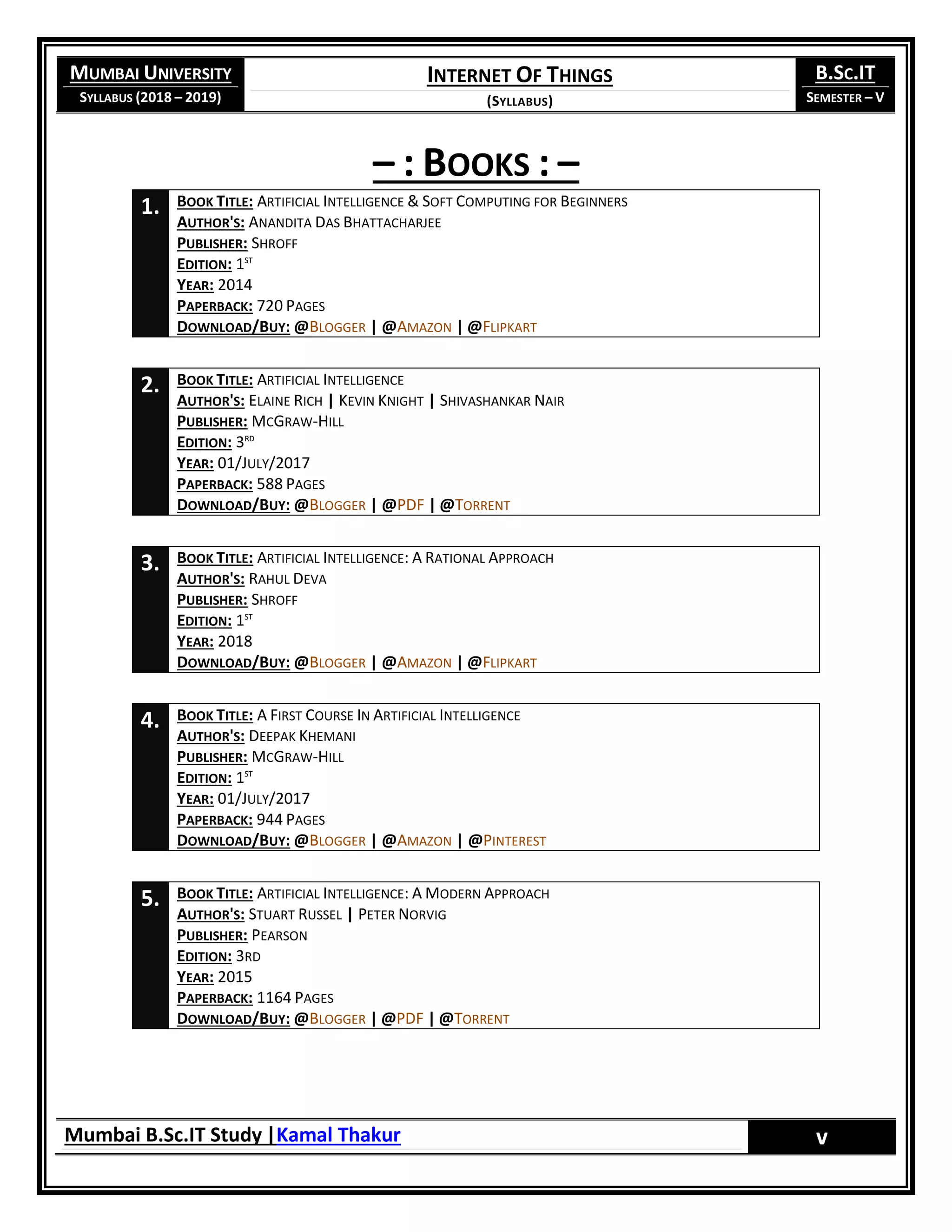 Internet of Things – Syllabus (2018 - 2019) [Mumbai University] | PDF