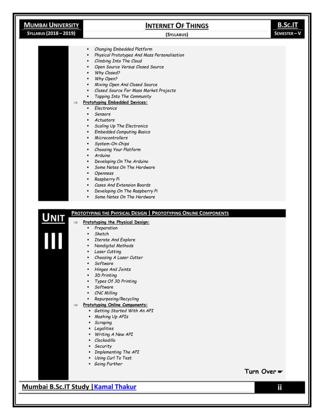 Internet of Things – Syllabus (2018 - 2019) [Mumbai University] | PDF | Internet | Computing