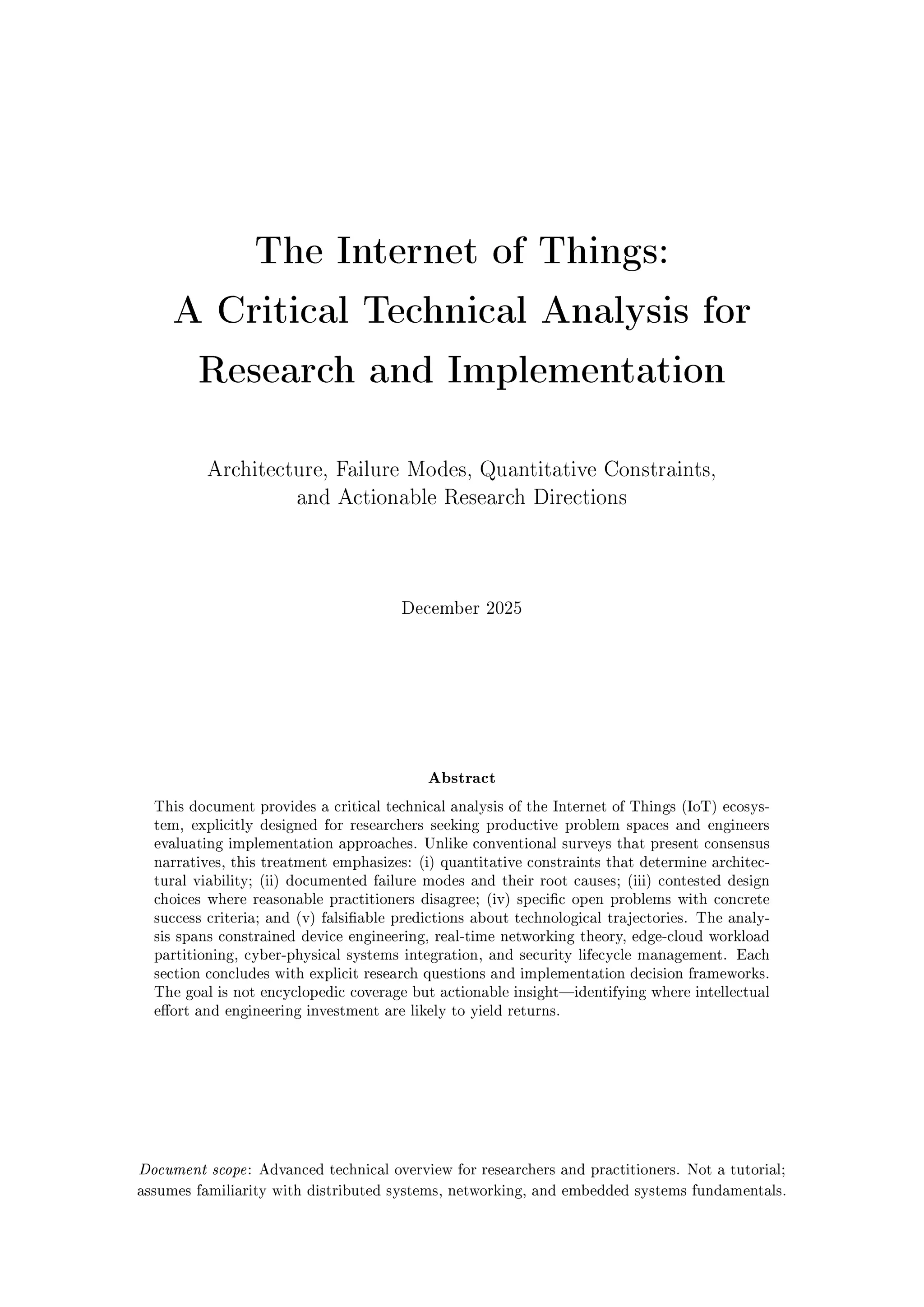 The Internet of Things (IoT): Critical Technical Analysis | PDF
