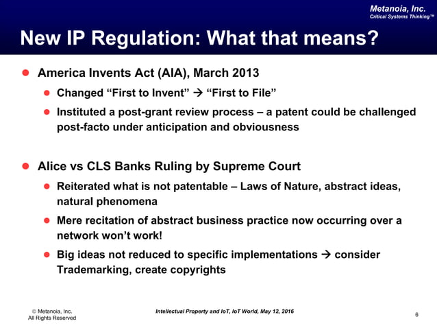 Intellectual Property Challenges and IoT | PPT