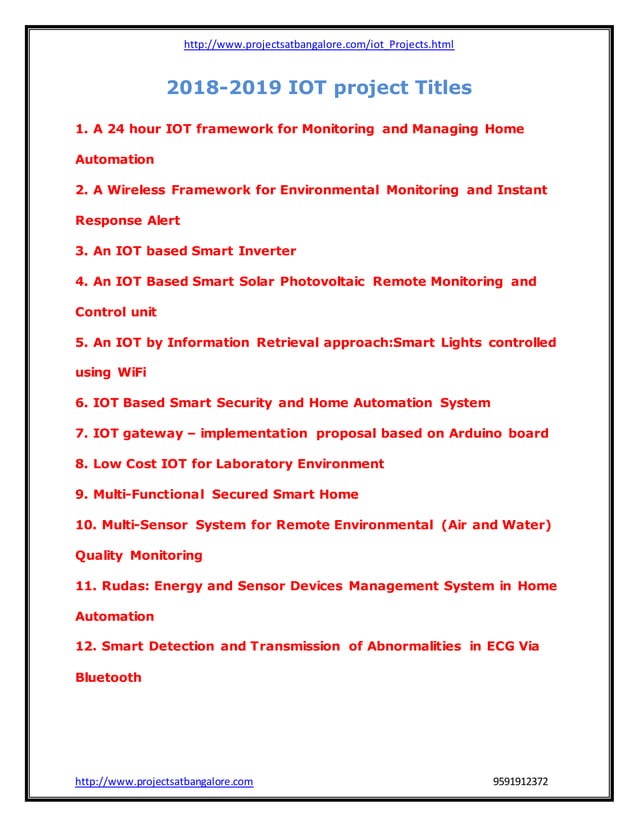 Iot projects-2018-2019 | PDF