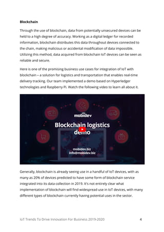 IoT Trends to Drive Innovation for Business 2019-2020 | PDF