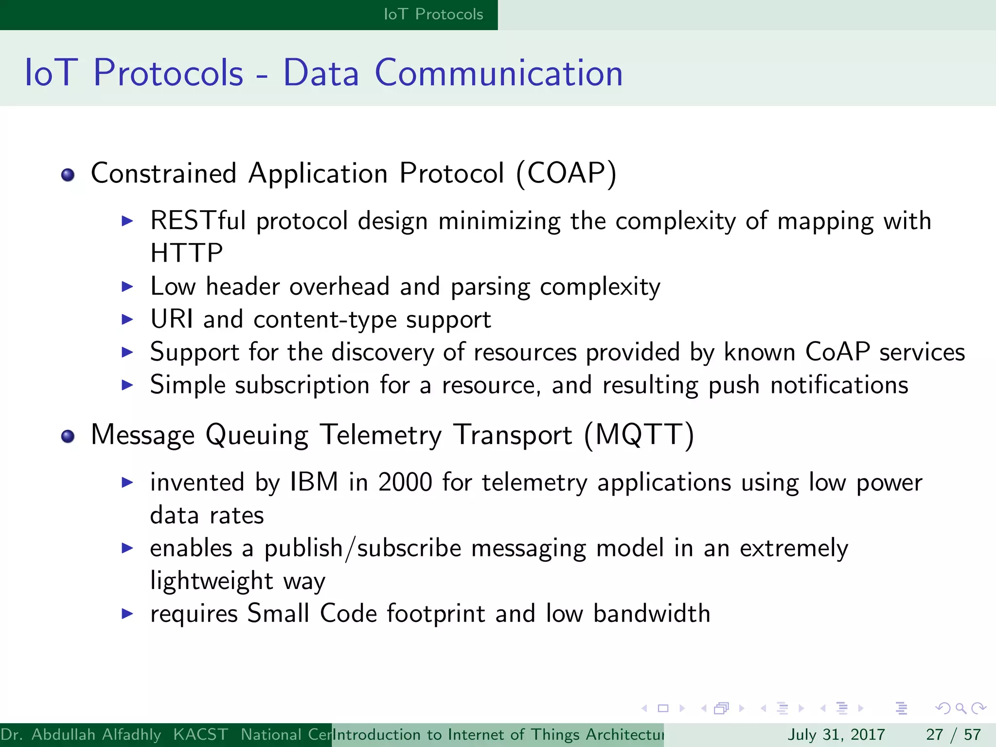Introduction To Iot Architectures And Protocols Pdf