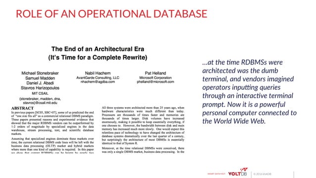 Understanding the Operational Database Infrastructure for IoT and Fast ...