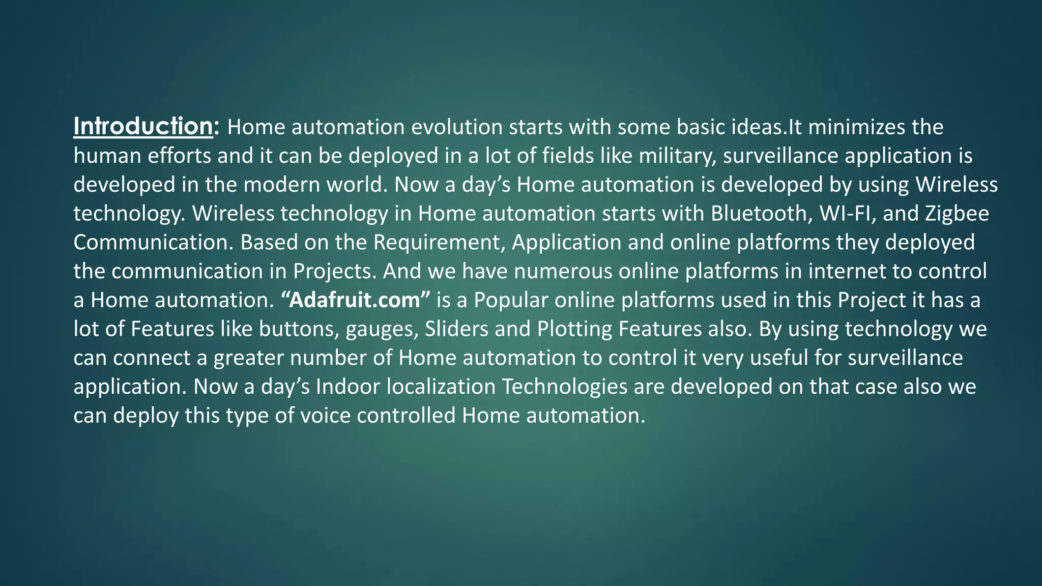 IoT based home automation | PPT