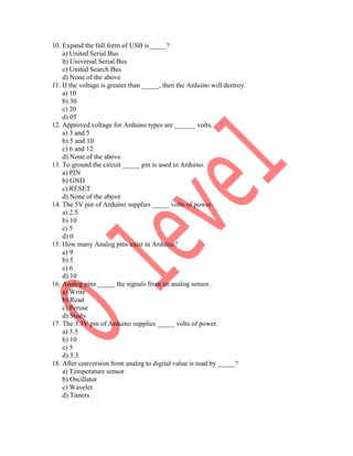 50+ Arduino MCQs with Answers | Beginners to Advanced Quiz for Electronics & IoT | PDF