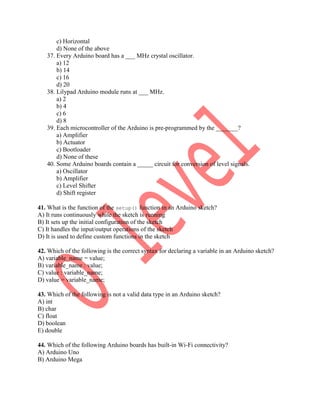 50+ Arduino MCQs with Answers | Beginners to Advanced Quiz for Electronics & IoT | PDF