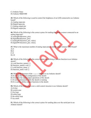 50+ Arduino MCQs with Answers | Beginners to Advanced Quiz for ...