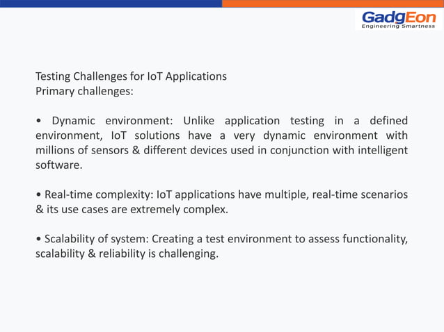 Iot Application Testing Complexities And Challenges Ppt