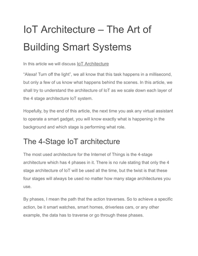 Iot Architecture Pdf