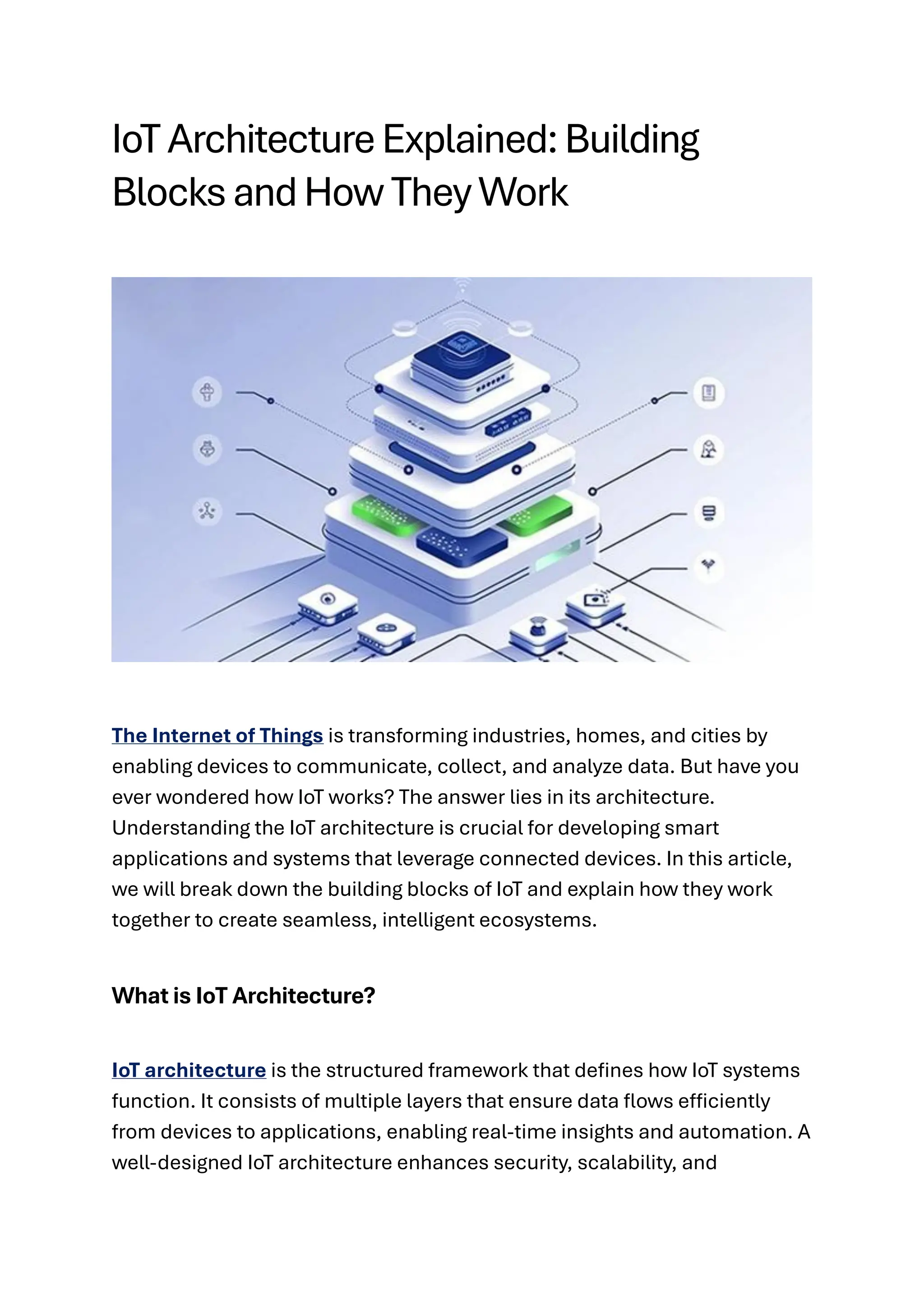 IoT Architecture: Key Layers and How They Power Smart Systems | PDF