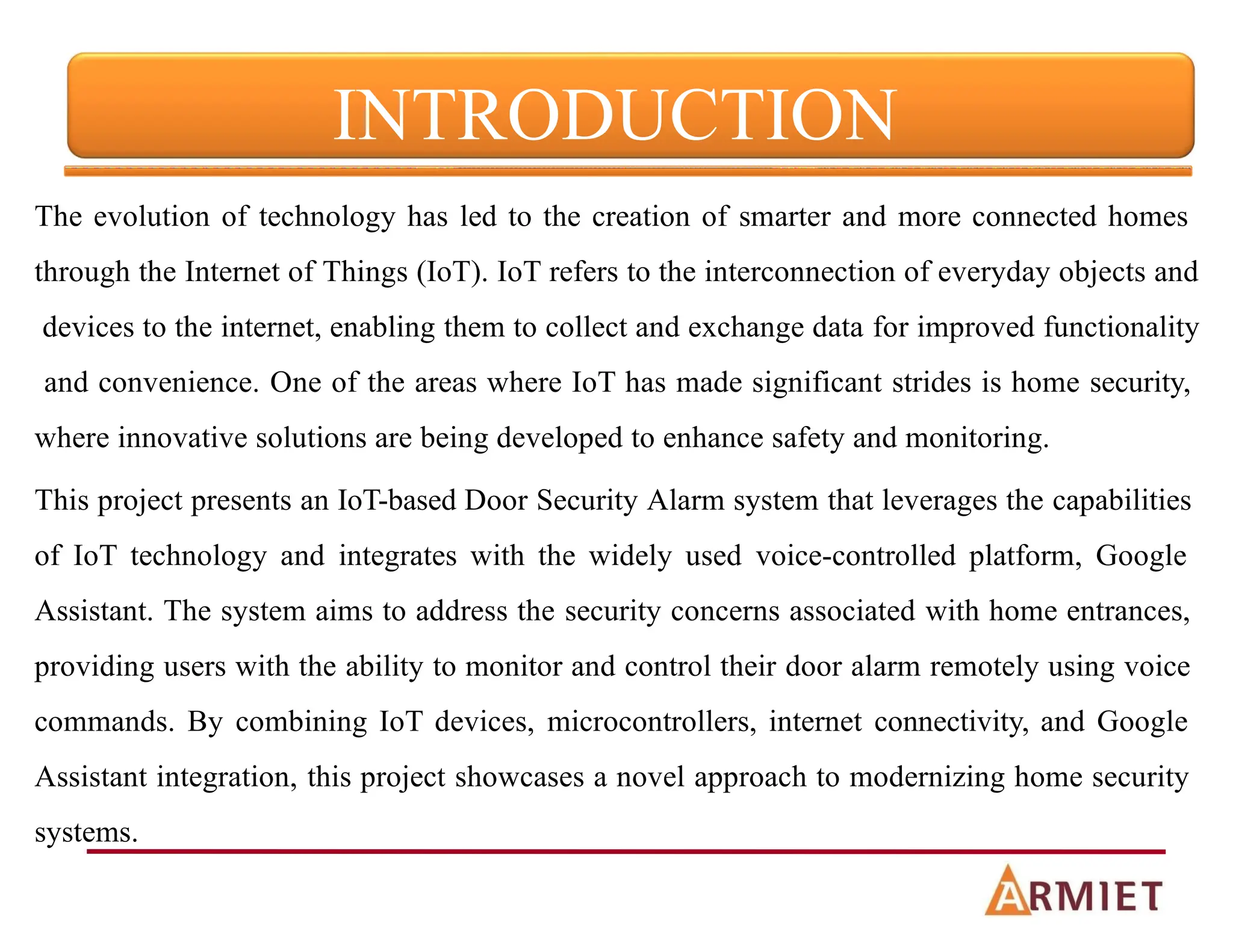 Iot Based Door Security Alarm Using Arduinopptx Home Security Home And Garden